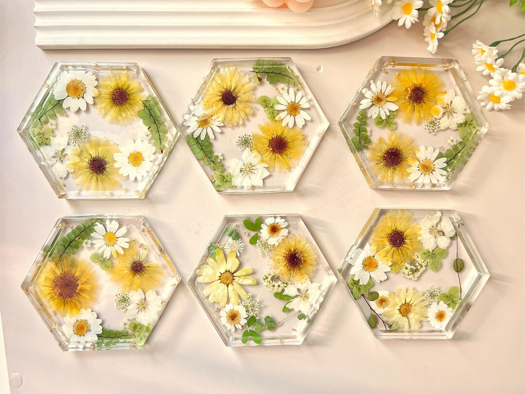 Natural Flowers Coasters,colorful Pressed Real Flowers Outdoor Coasters ...