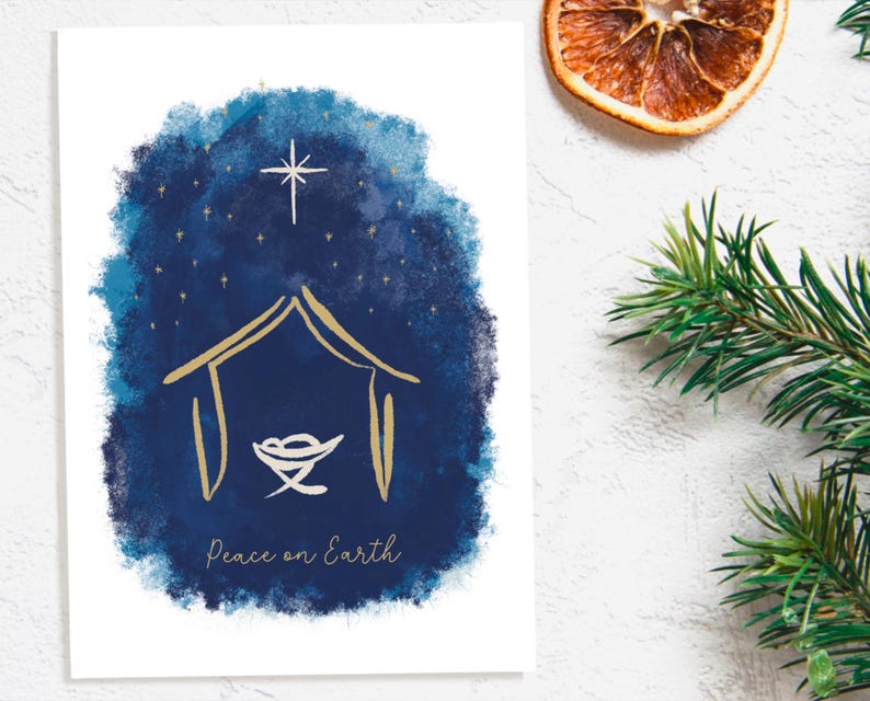 Bethlehem Christmas Card Printable | Peace on Earth Christmas Cards ...