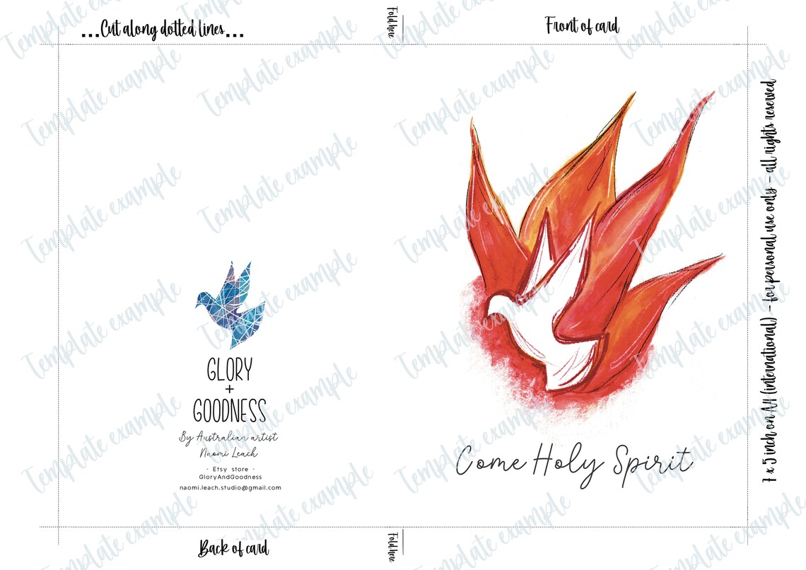 Confirmation Card Printable | Dove and Fire | Digital Download ...