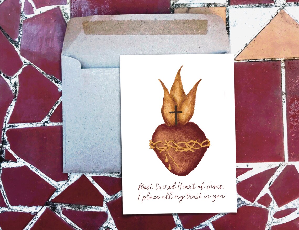 Sacred Heart Card Printable Sacred Heart of Jesus Digital Download ...