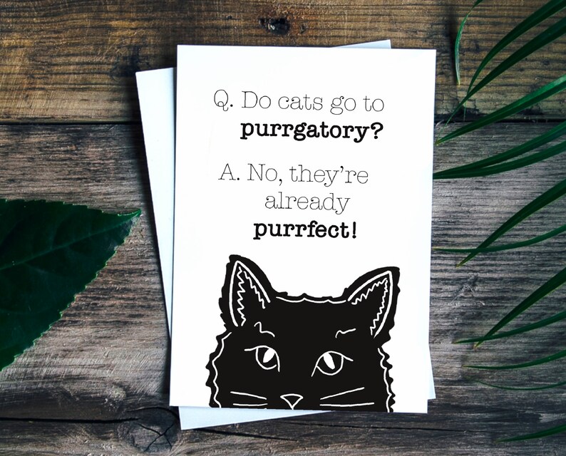 Funny Cat Purgatory Card: Humorous Religious Pun (digital Download) - Etsy
