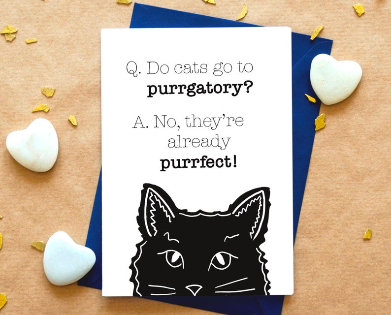 Funny Cat Purgatory Card: Humorous Religious Pun (digital Download) - Etsy