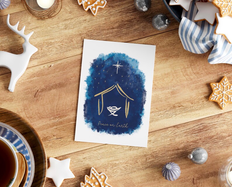 Bethlehem Christmas Card Printable | Peace on Earth Christmas Cards ...