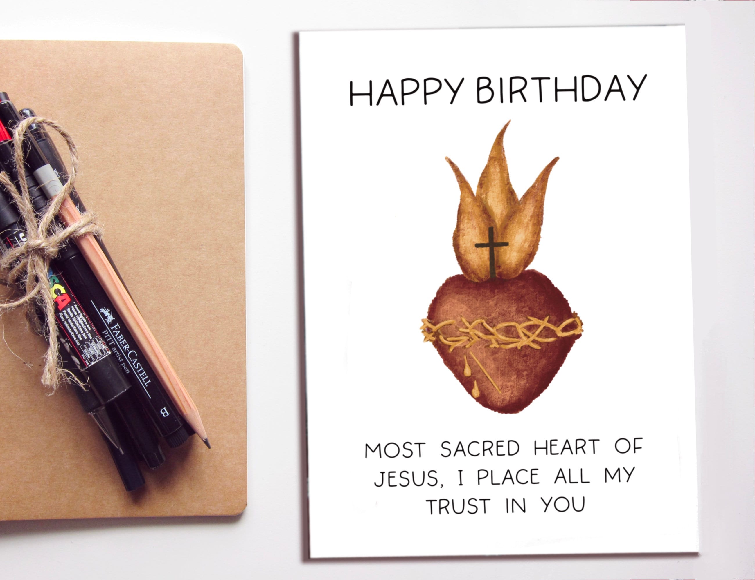 Sacred Heart Birthday Card Printable | Bday Sacred Heart of Jesus Card ...