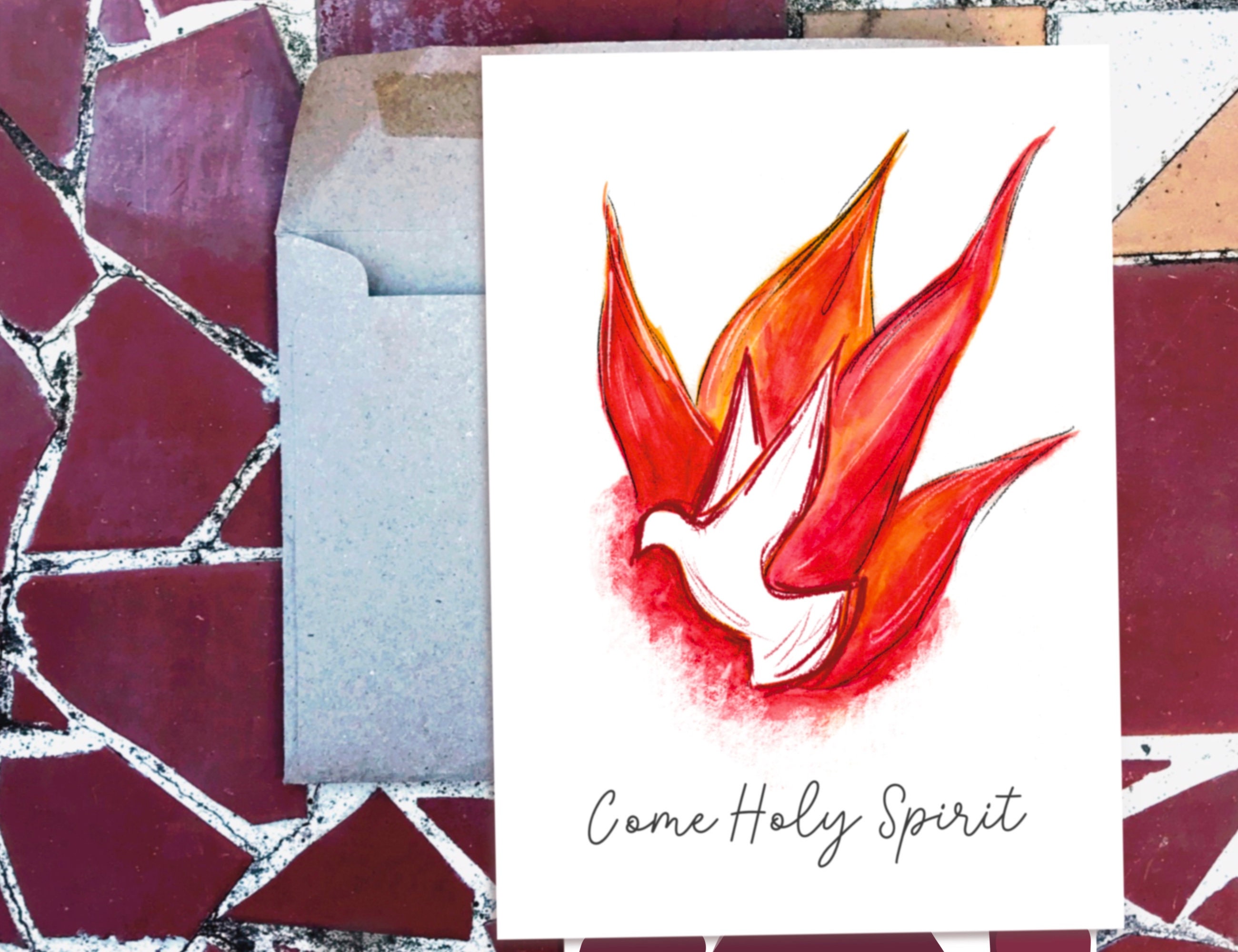 Confirmation Card Printable | Dove and Fire | Digital Download ...