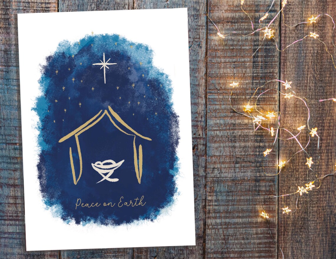 Bethlehem Christmas Card: Peace on Earth, Holy Family (digital Download ...