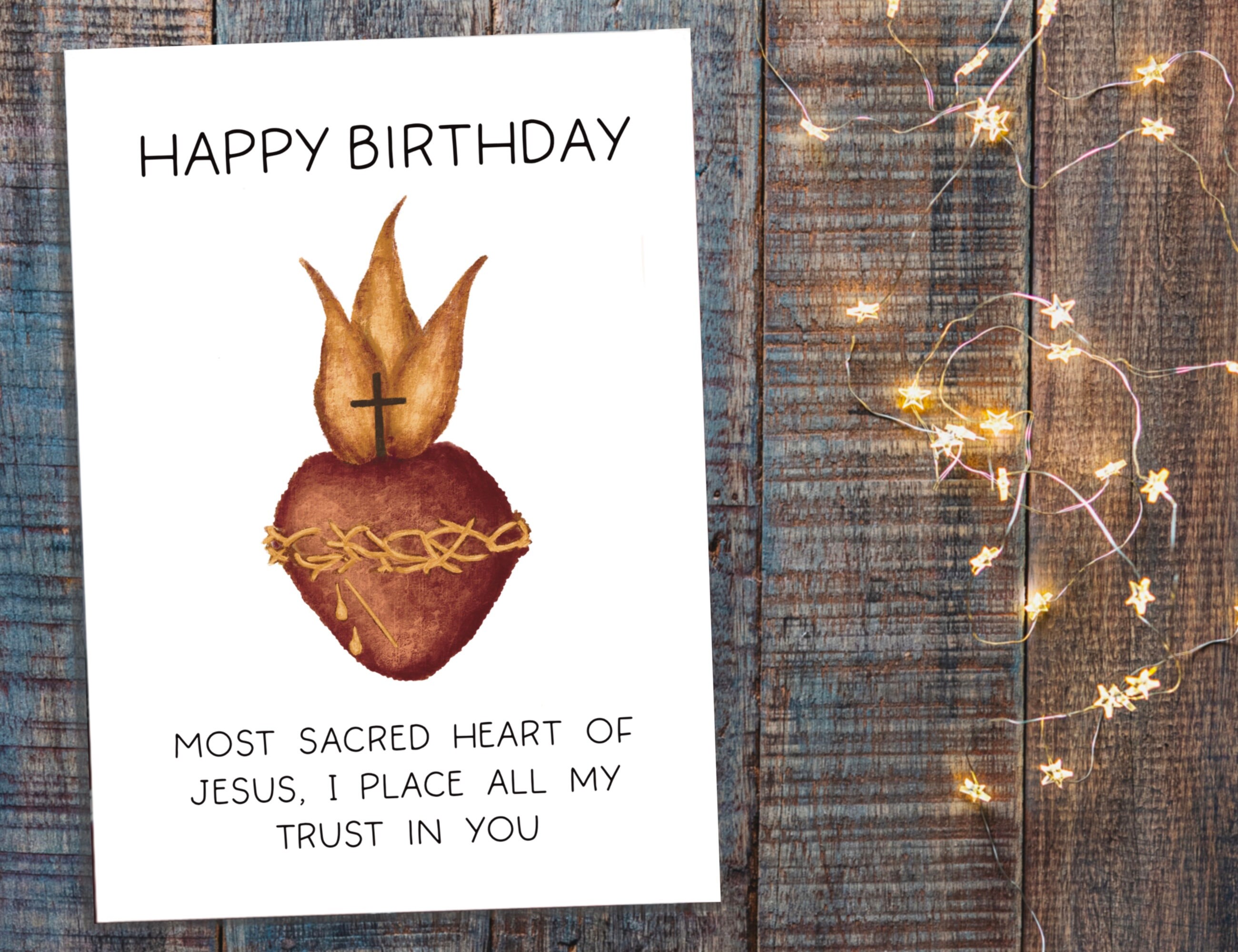 Sacred Heart Birthday Card Printable | Bday Sacred Heart of Jesus Card ...