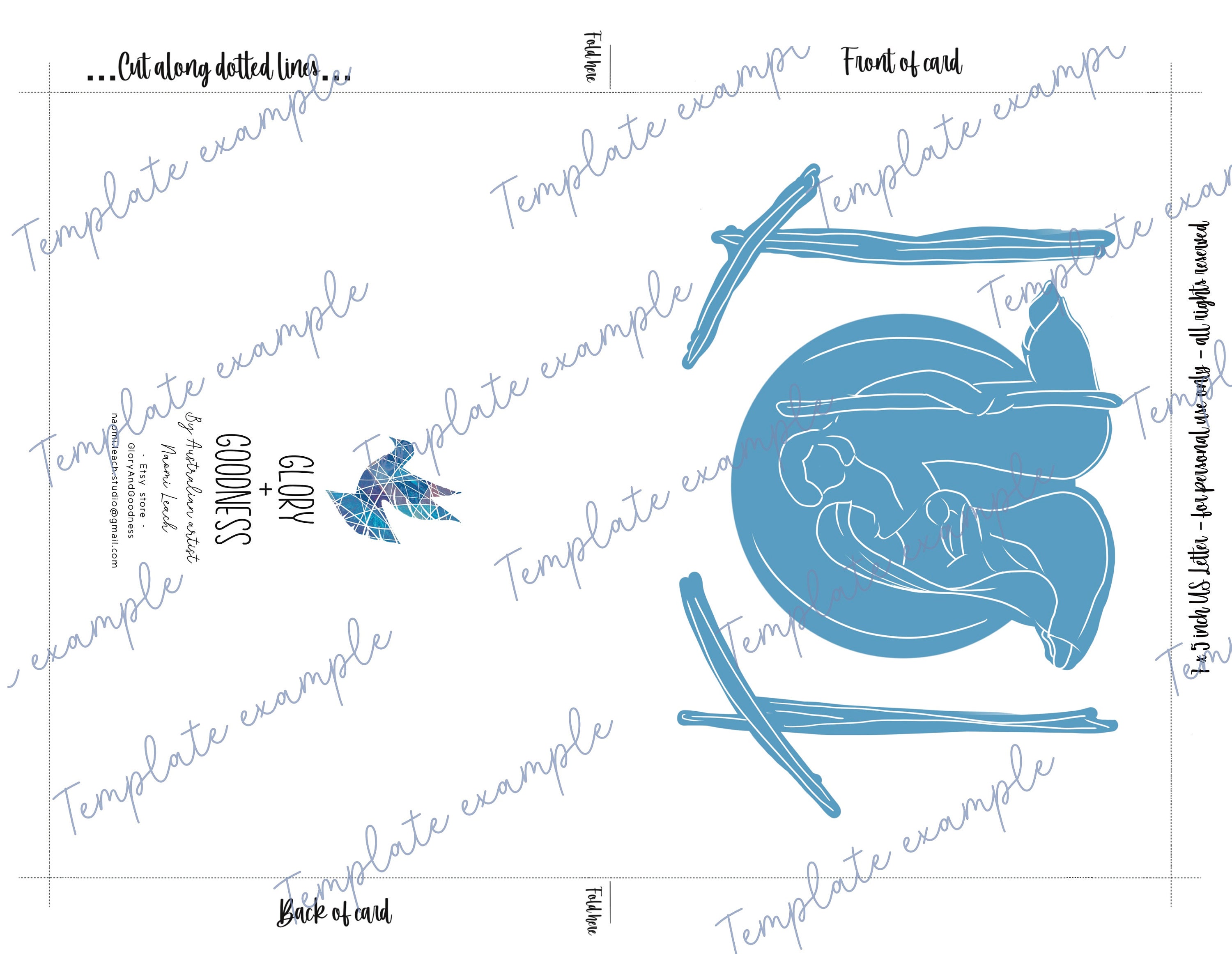 Nativity Christmas Card Printable | Light Blue | Digital Download ...