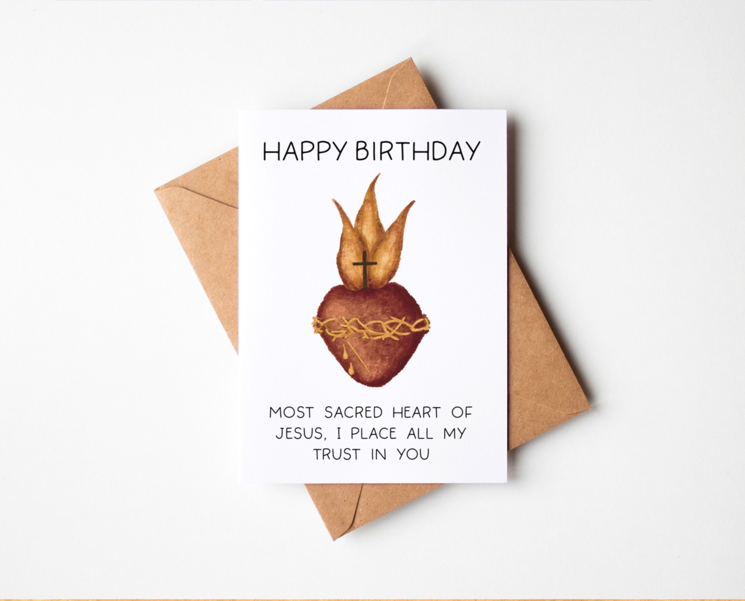 Sacred Heart Birthday Card Printable | Bday Sacred Heart of Jesus Card ...