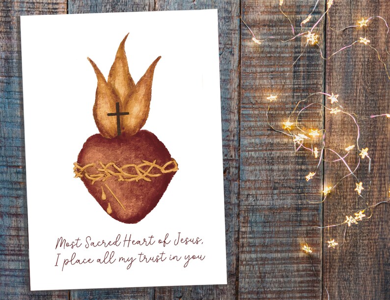 Sacred Heart Card Printable | Sacred Heart of Jesus Digital Download ...