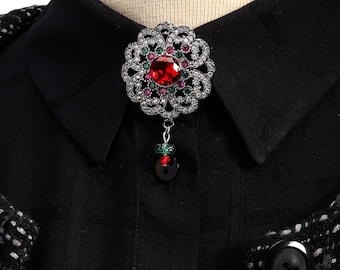 Handmade Gold/silver Shirt Button Cover Chain Brooch, Button Pin, Shirt ...