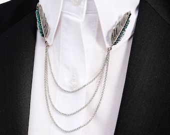 Gold Anchor Rudder Shirt Collar Chain Brooch, Collar Clip, Collar Pin ...