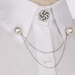 White Pearl Gold Color Shirt Lapel Pin, Jacket Brooch Clip, Collar ...
