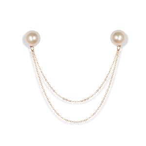 White Pearl Gold Color Shirt Lapel Pin, Jacket Brooch Clip, Collar ...