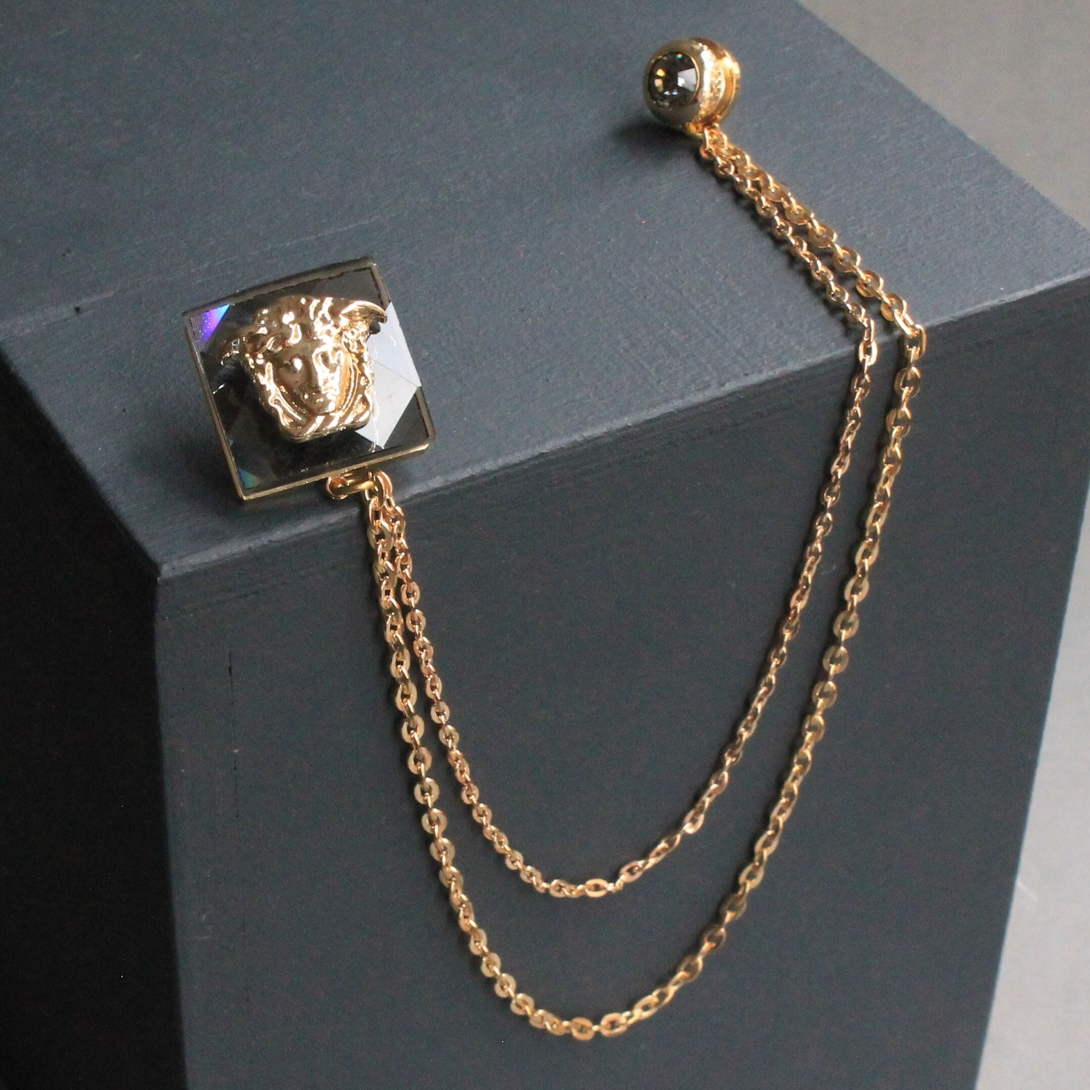 Gold Jacket Chain Lapel Pin Brooch, Collar Clip Pin Brooches, Bride ...