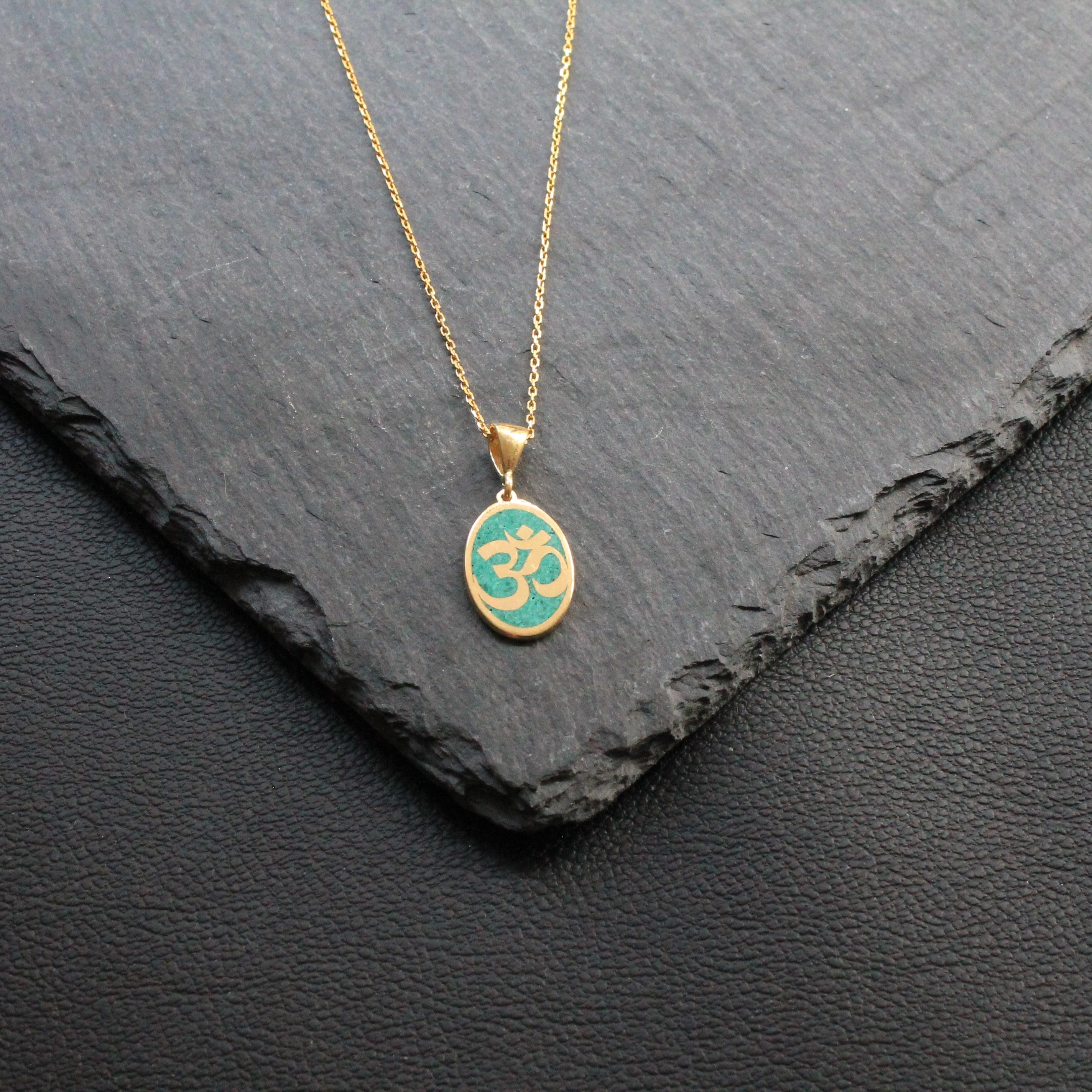 3 Colors Gold Ohm Necklace by 925 Sterling Silver, Om Natural Stone ...