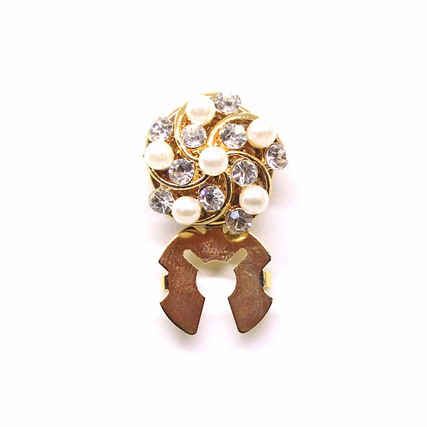 White Pearl Gold Color Shirt Lapel Pin, Jacket Brooch Clip, Collar ...