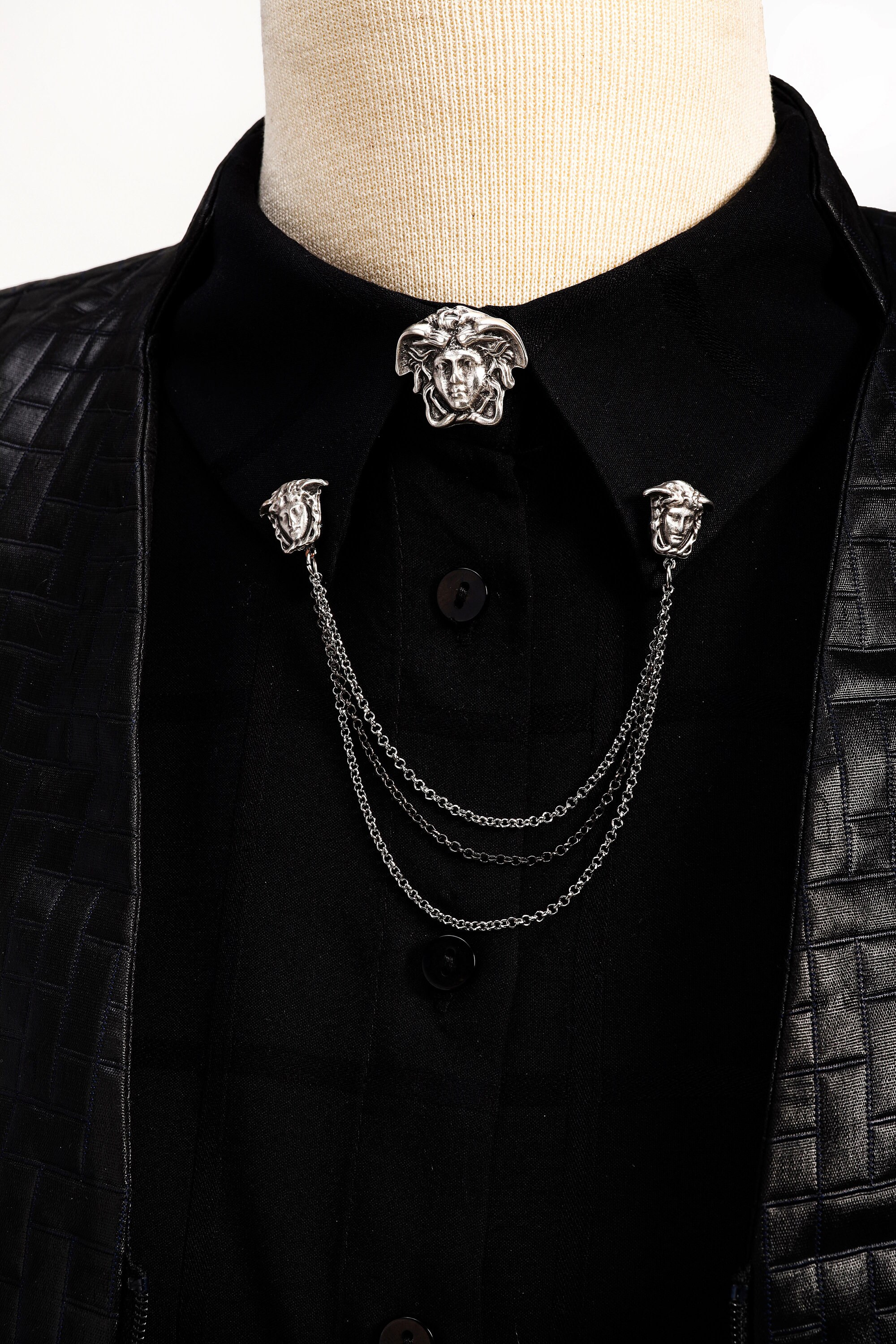 Silver / Gold Shirt Shirt Button Cover Brooch, Collar Chain Brooch ...