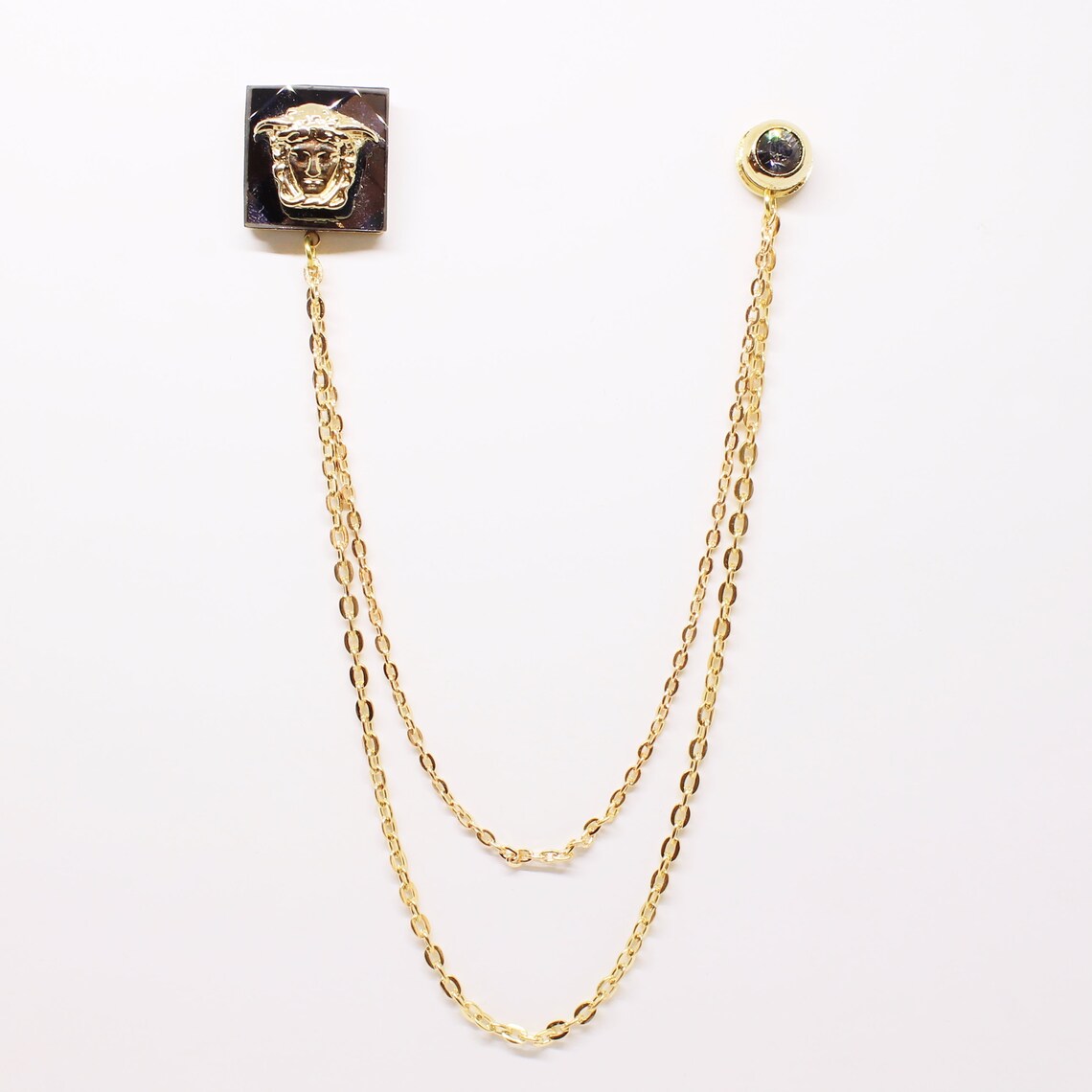 Gold Jacket Chain Lapel Pin Brooch, Collar Clip Pin Brooches, Bride ...