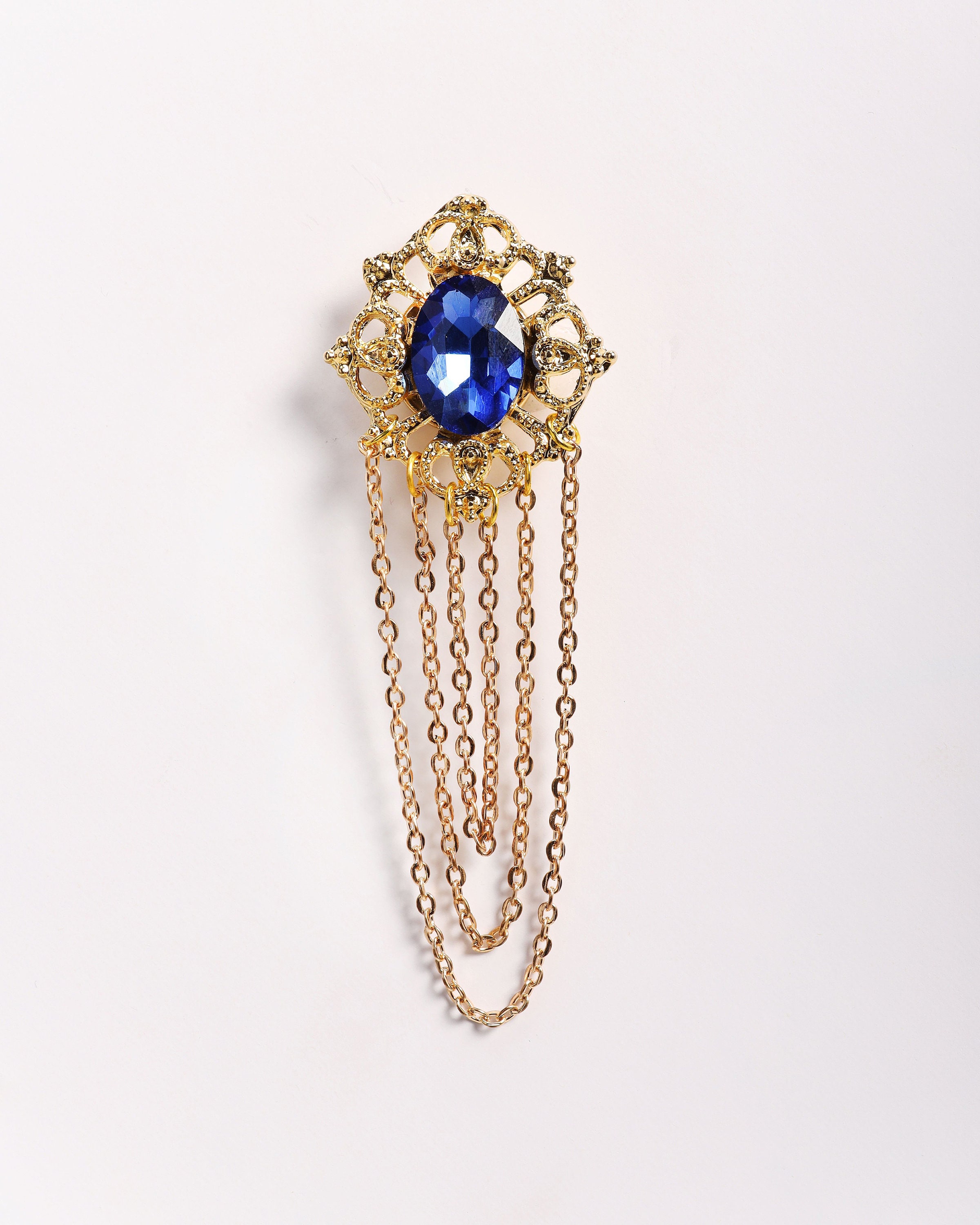 Handmade Gold/silver Shirt Button Cover Chain Brooch, Button Pin, Shirt ...