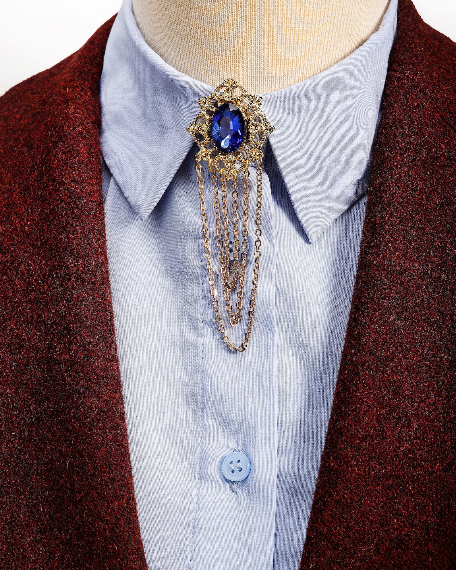 Handmade Gold/silver Shirt Button Cover Chain Brooch Button - Etsy