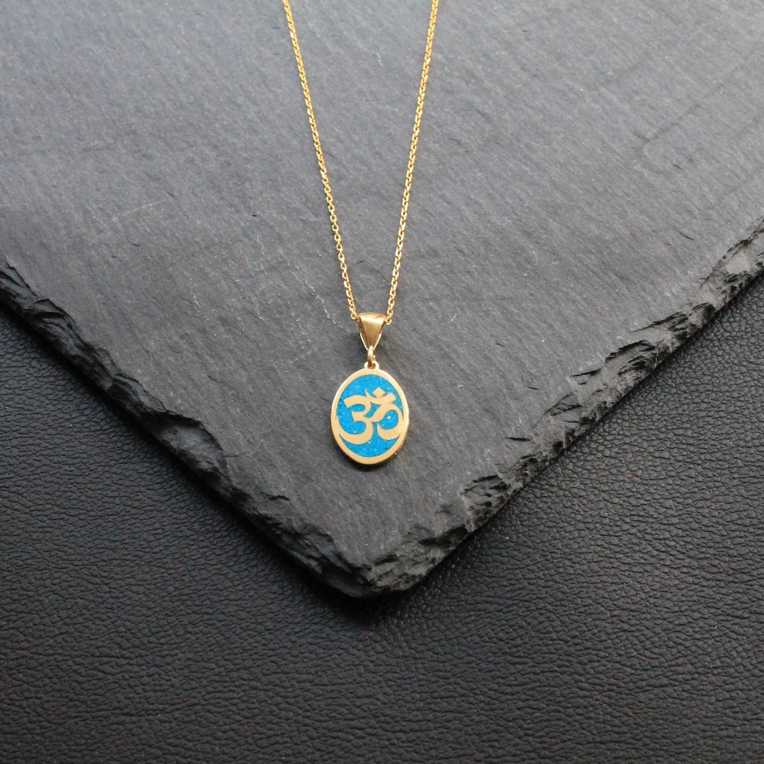 3 Colors Gold Ohm Necklace by 925 Sterling Silver, Om Natural Stone ...