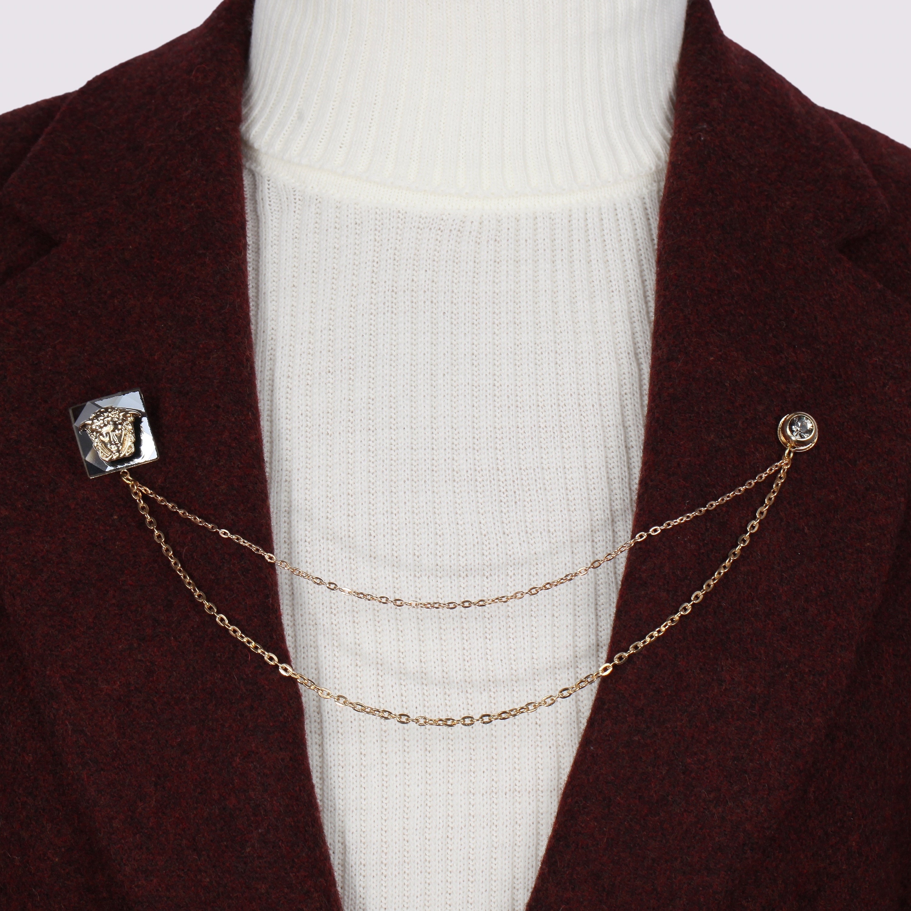 Gold Jacket Chain Lapel Pin Brooch, Collar Clip Pin Brooches, Bride ...