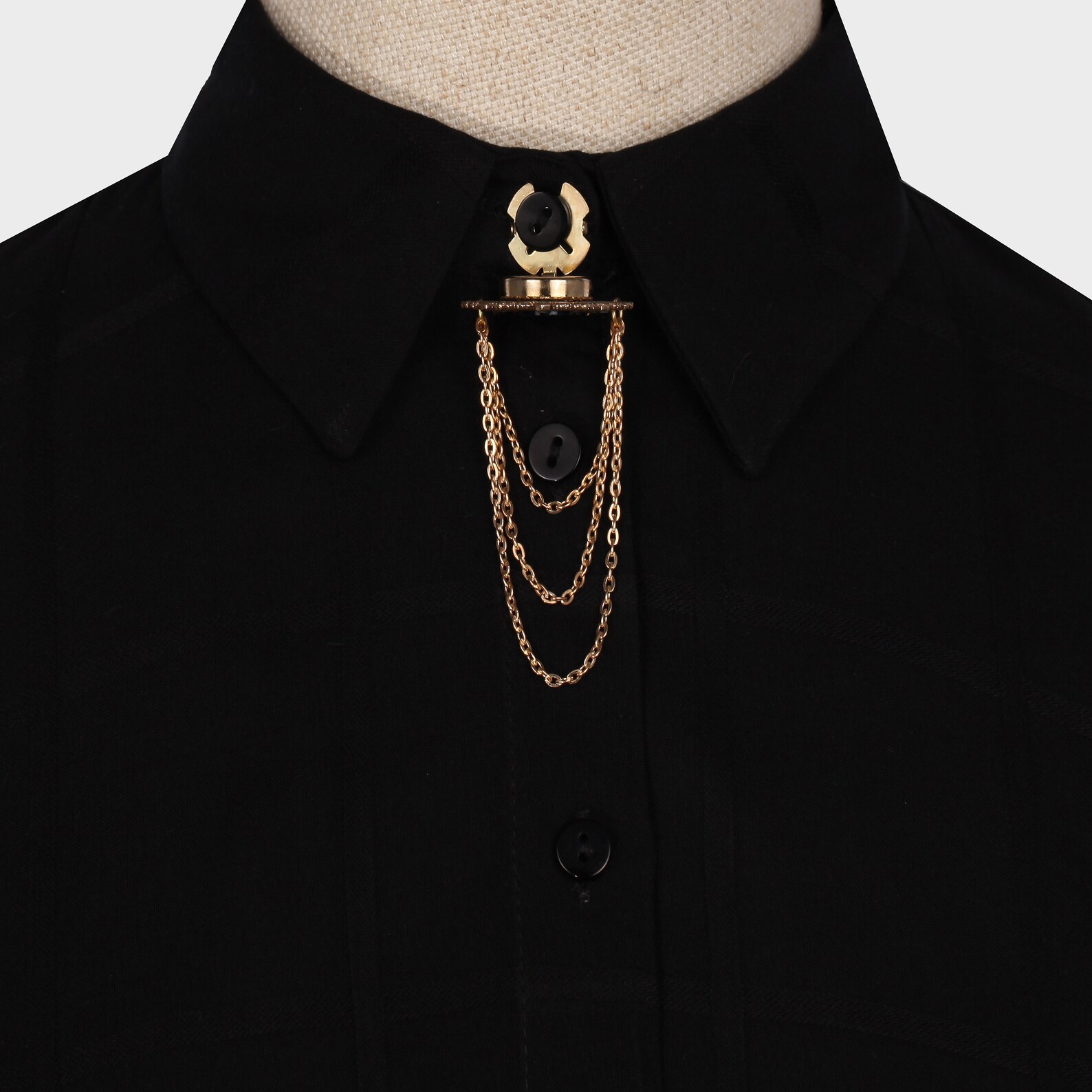Handmade Gold Shirt Button Cover Chain Brooch, Button Pin, Shirt ...