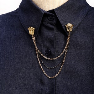 Silver / Gold Shirt Shirt Button Cover Brooch, Collar Chain Brooch ...