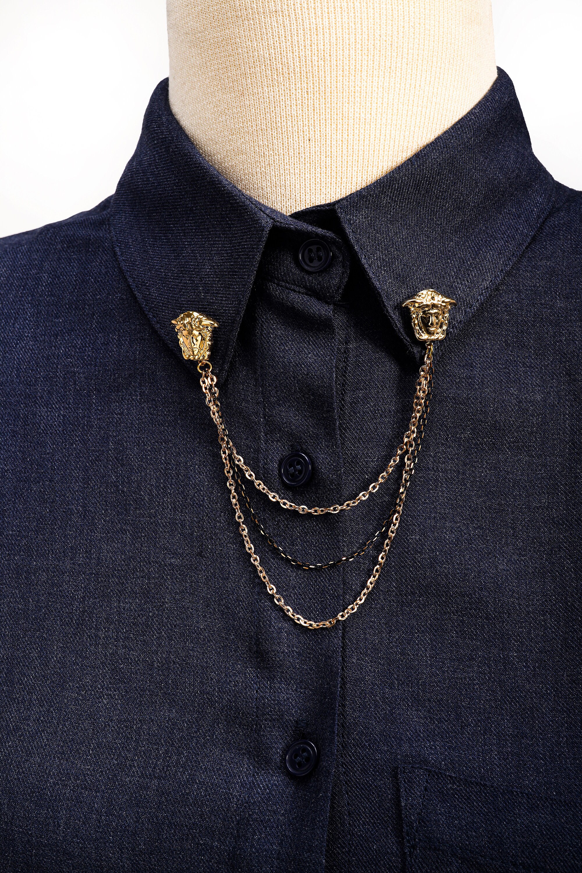 Silver / Gold Shirt Shirt Button Cover Brooch, Collar Chain Brooch ...