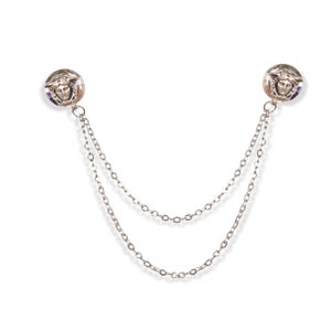 Gold or Silver Jacket Chain Lapel Pin Brooch Set, Shirt Collar Clip Pin ...
