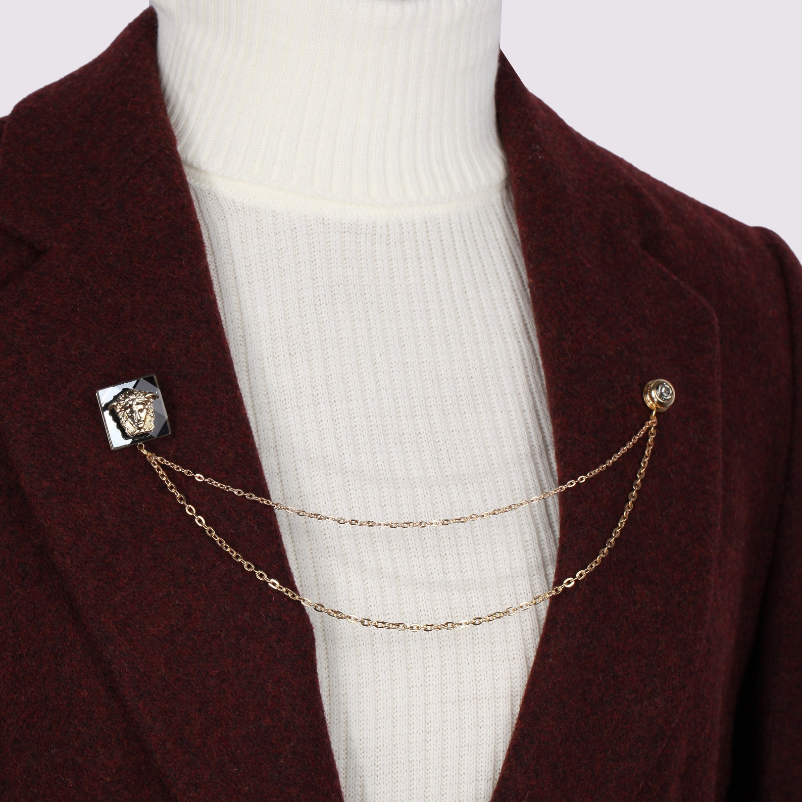Gold Jacket Chain Lapel Pin Brooch, Collar Clip Pin Brooches, Bride ...