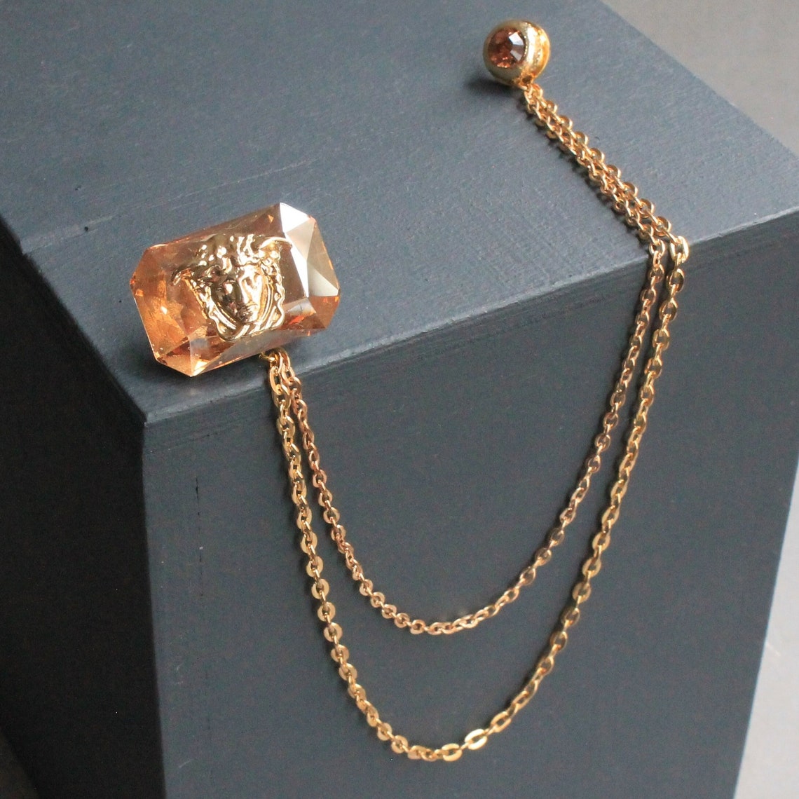 Gold Jacket Chain Lapel Pin Brooch, Collar Clip Pin Brooches, Bride ...