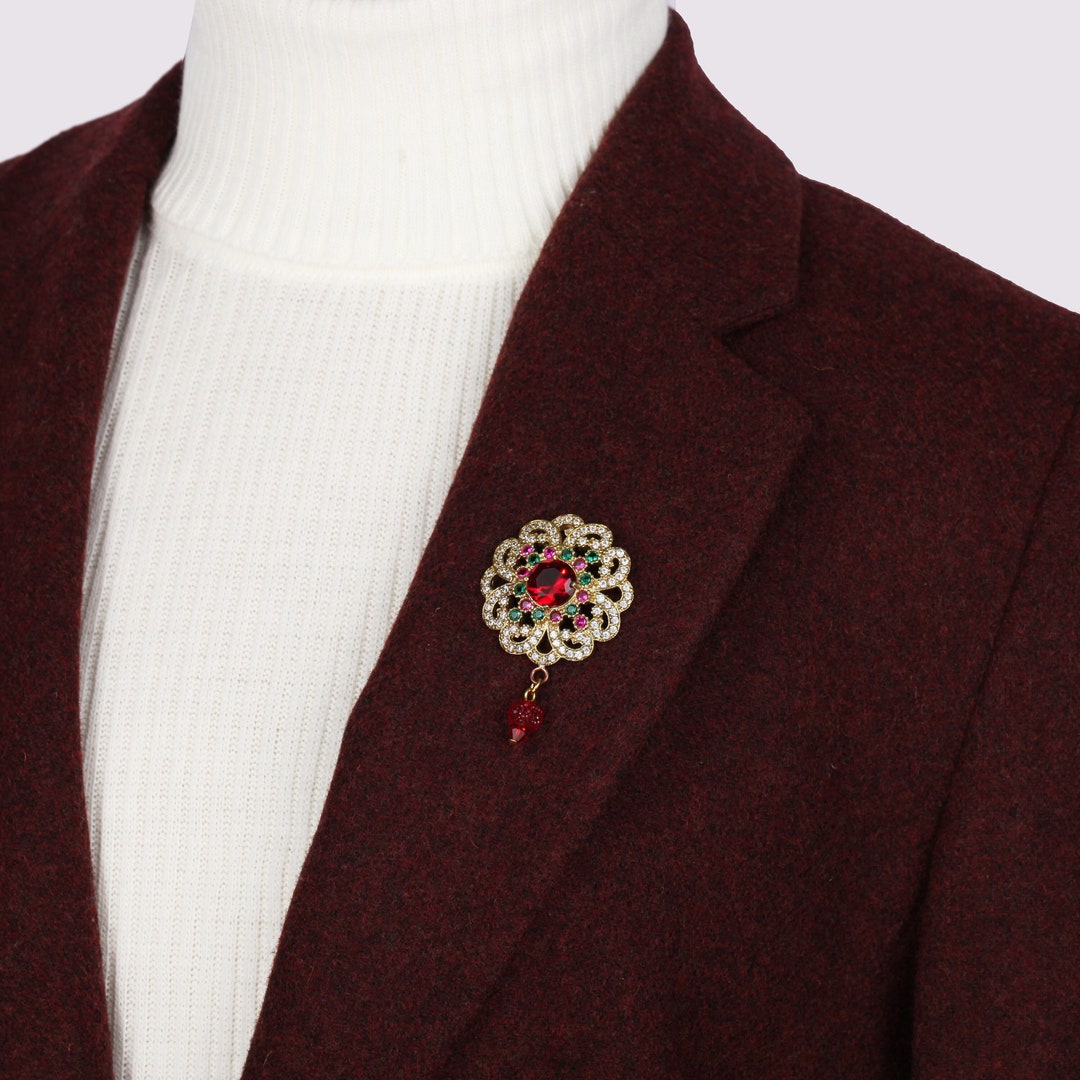 Gold Color Handmade Jacket Brooch, Jacket Lapel Pin Brooches, Shirt ...