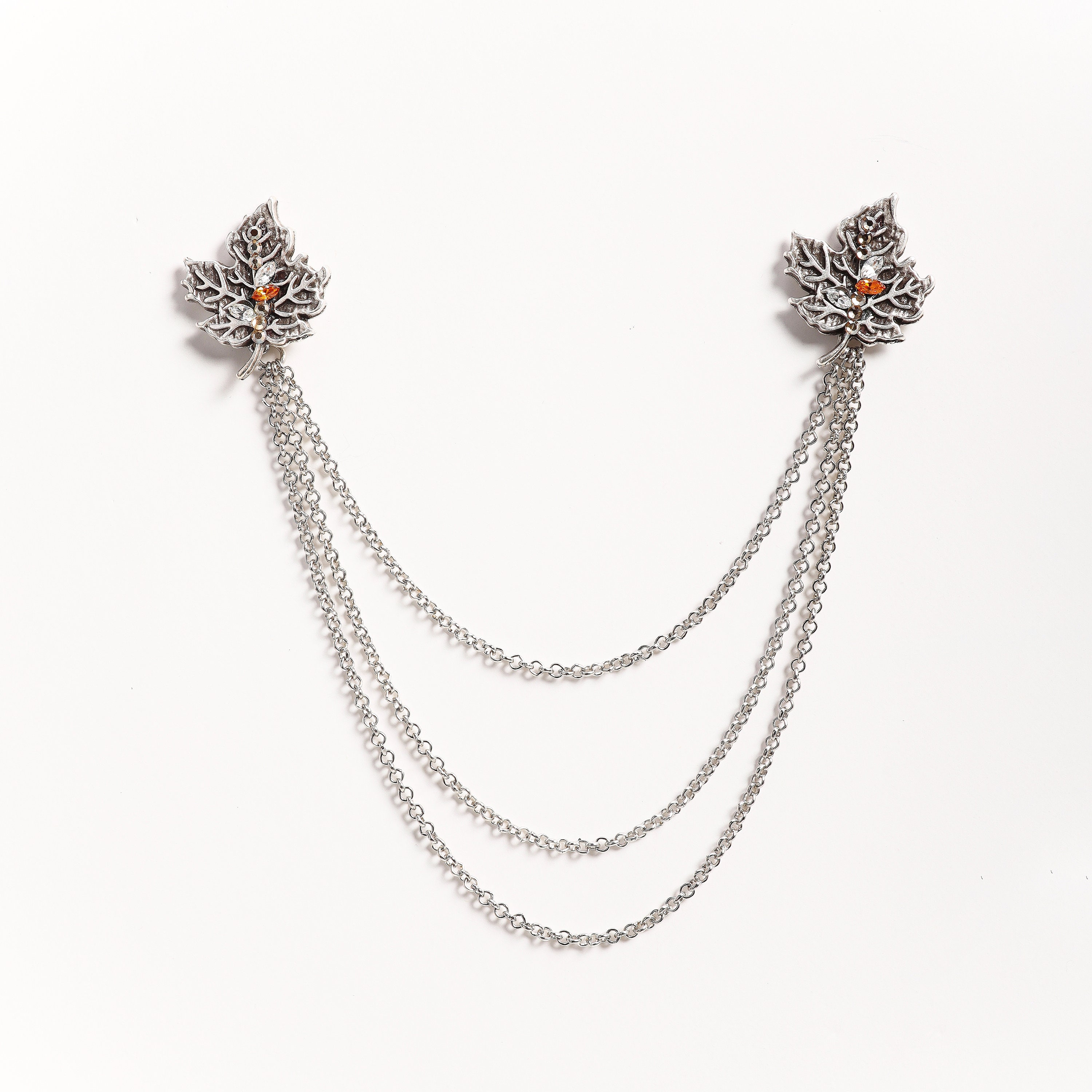 Plane Leaf Shirt Collar Chain Brooch, Collar Clips, Collar Pin, Jacket Lapel Pin, Jewellery for ...