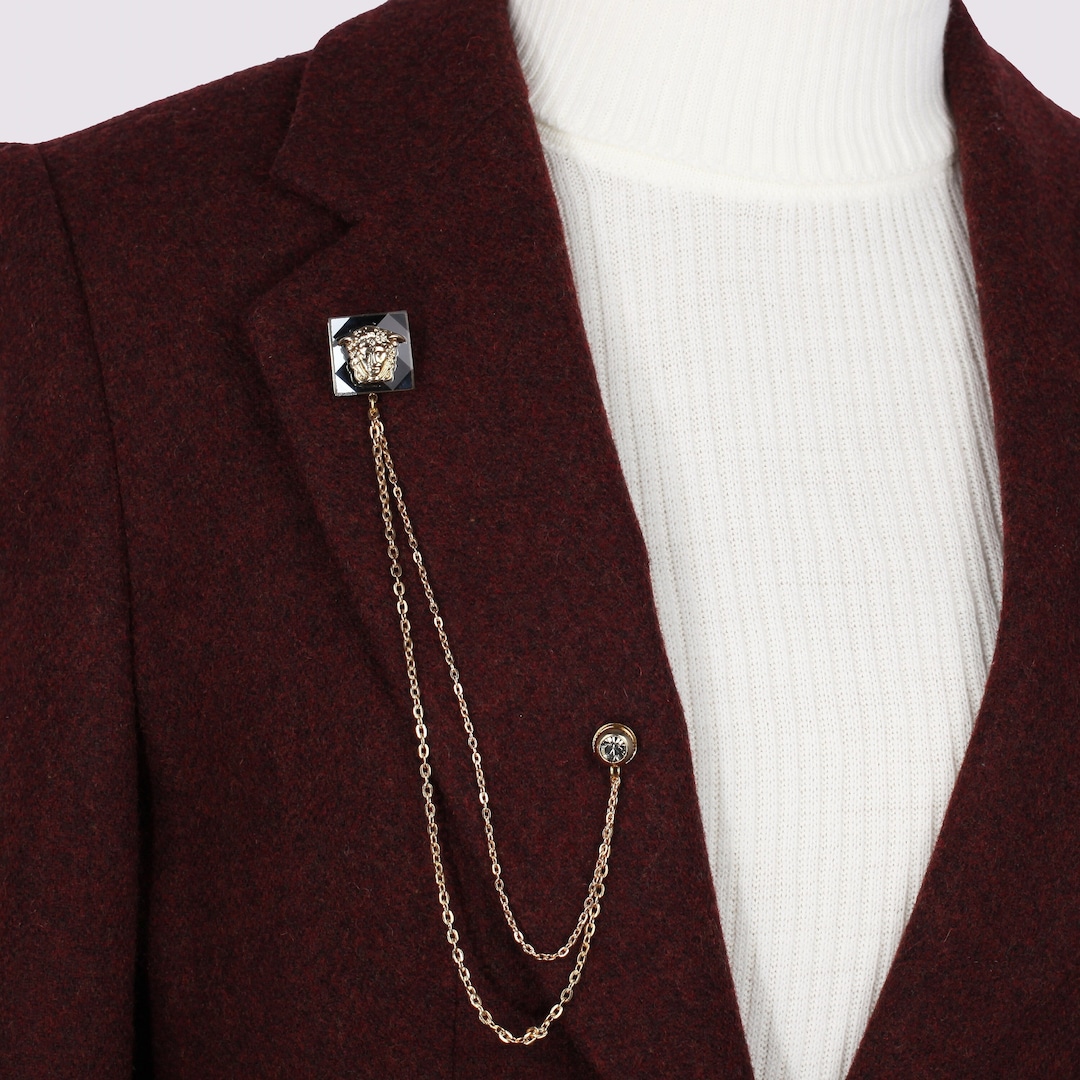 Gold Jacket Chain Lapel Pin Brooch, Collar Clip Pin Brooches, Bride ...