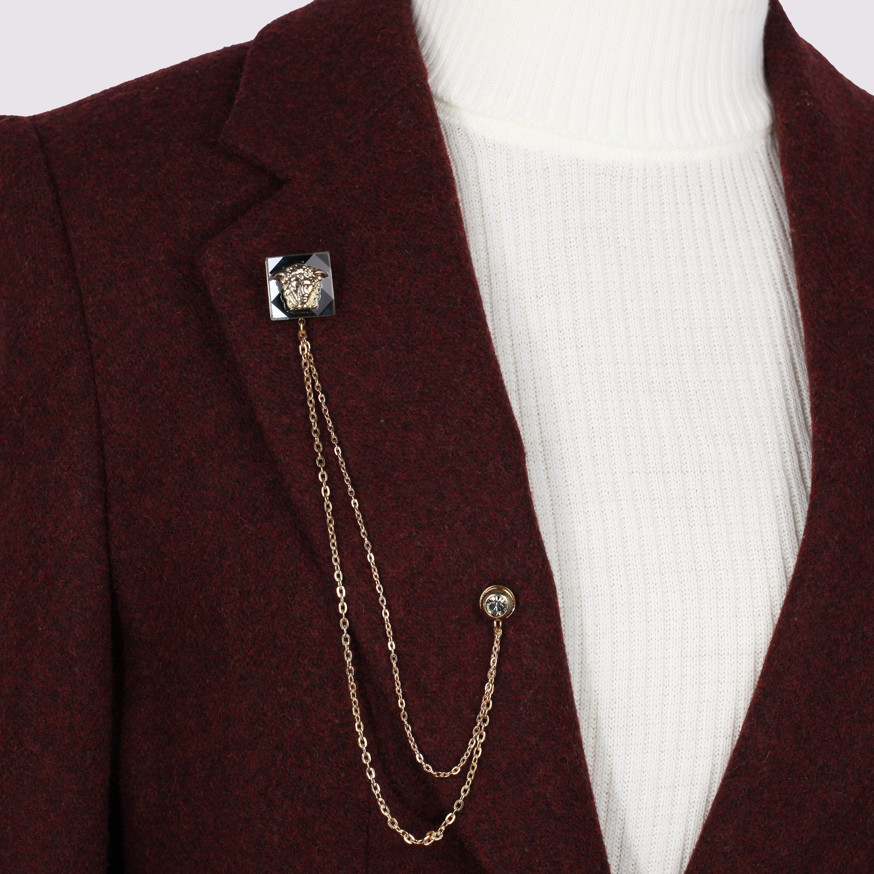 Gold Jacket Chain Lapel Pin Brooch, Collar Clip Pin Brooches, Bride ...