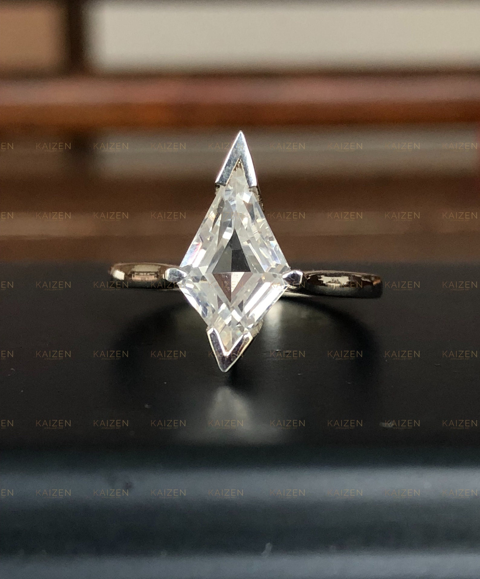 3.00-CT Lozenge Cut kite Shape Moissanite Ring,engagement Ring,10kt ...