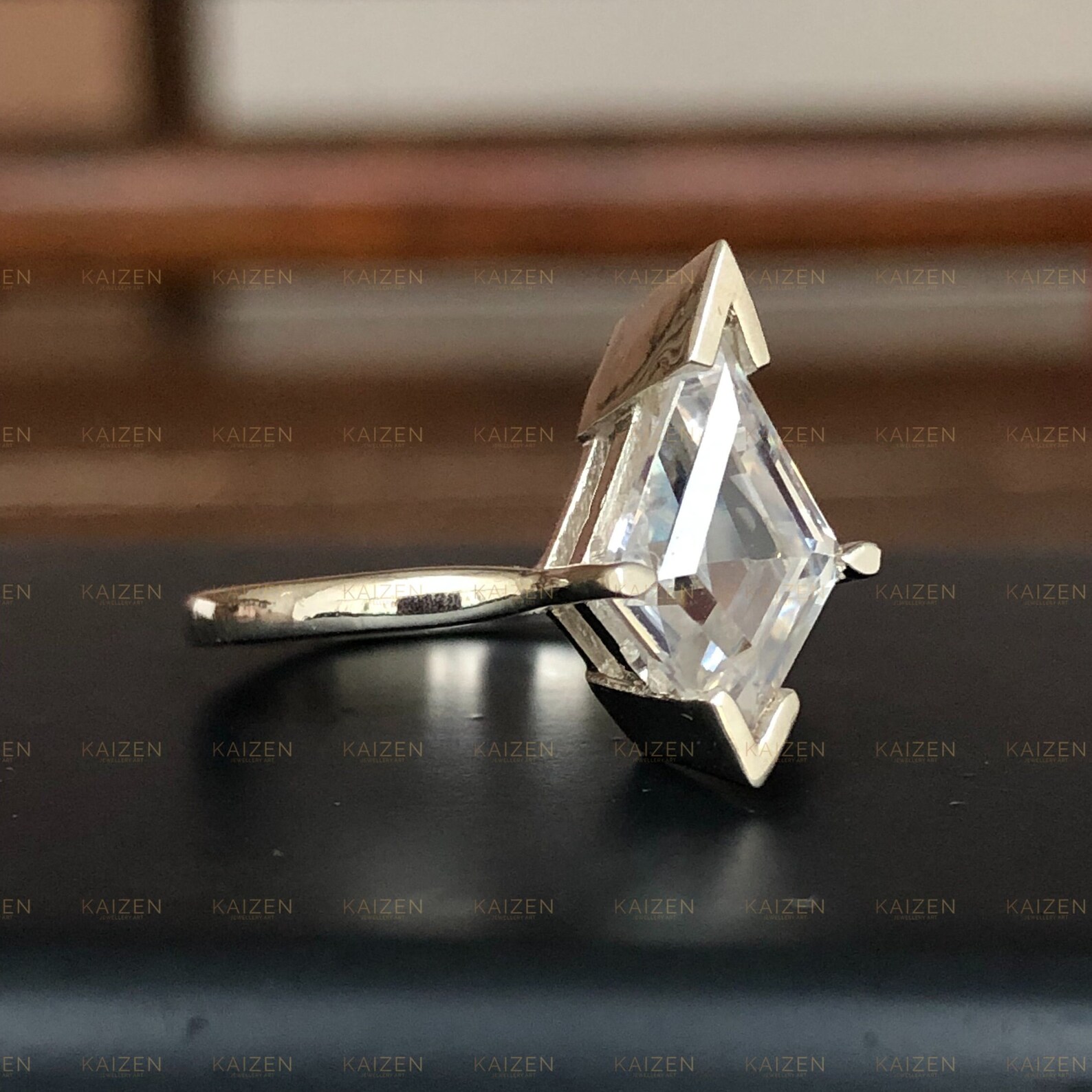 3.00-CT Lozenge Cut kite Shape Moissanite Ring,engagement Ring,10kt ...