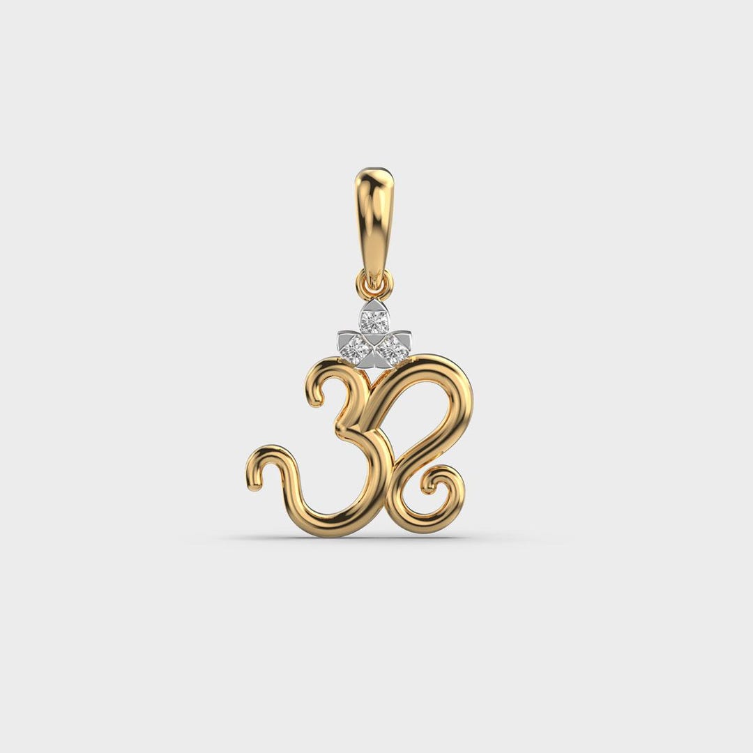 Shree Om Diamond Pendant in Gold for Men Women, Hindu Shree Om Symbol ...