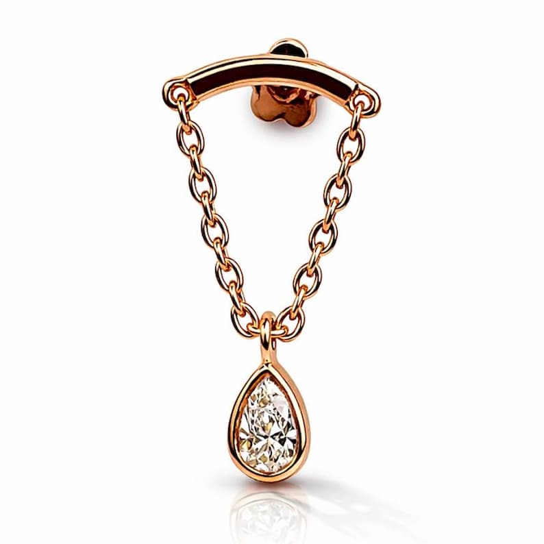 14K Solid Gold Floating Lab Gronw Diamond Helix Earring: Vertical ...