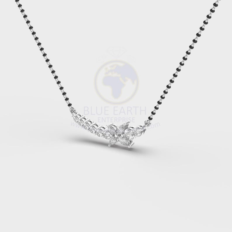 14K Gold Diamond Mangalsutra Necklace: Marquise Floral Indian Wedding ...