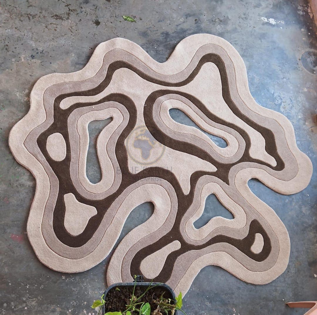 Beige Color Hand Tufted Rug, Irregular Shaped Rug, Custom Shaped Rug ...