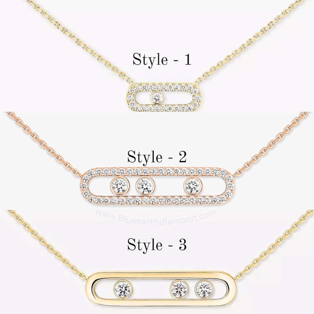 Movable Lab Grown Diamond Necklace, 14K White Gold Pave Set - Etsy