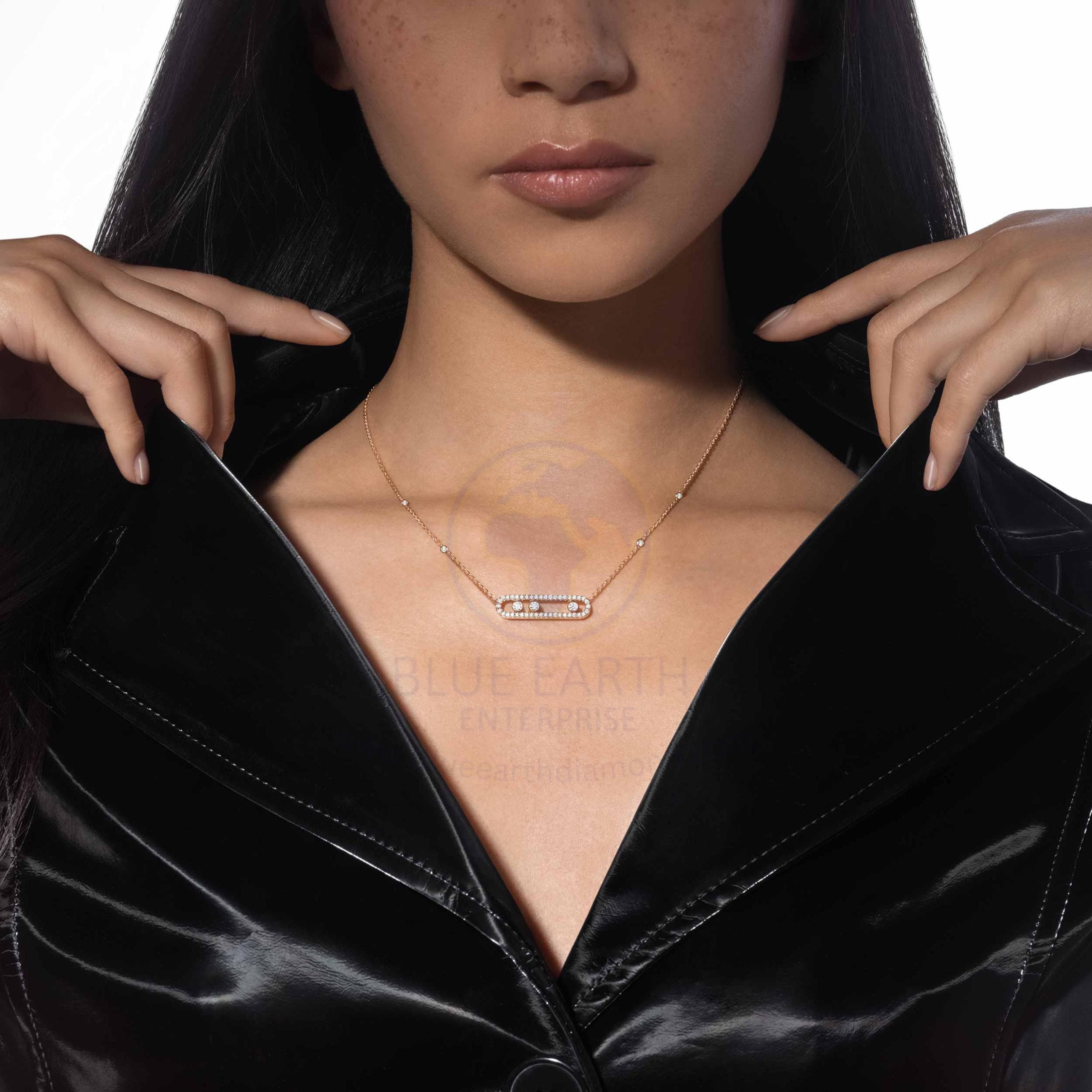 Movable Lab Grown Diamond Necklace, 14K White Gold Pave Set - Etsy