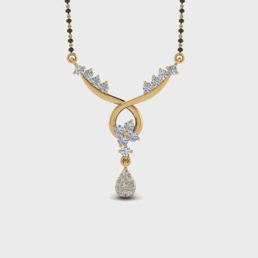 Infinity Diamond Mangalsutra Necklace - Gold & Sterling Silver, Black ...