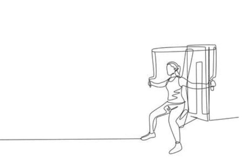 One Single Line Drawing of Young Energetic Woman Exercise With Hammer ...