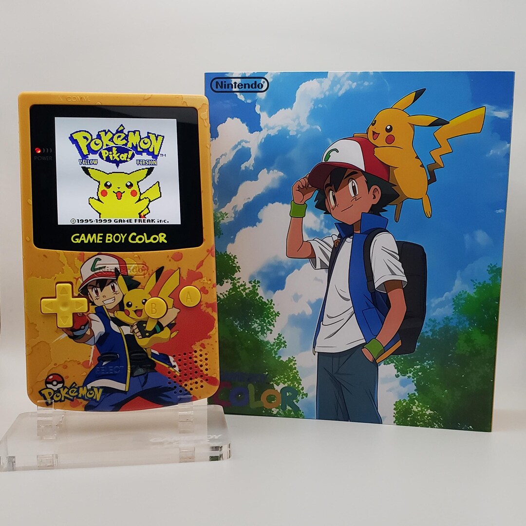 Ash & Pikachu - Pokemon Themed Game Boy Color - OLED Backlit Screen ...