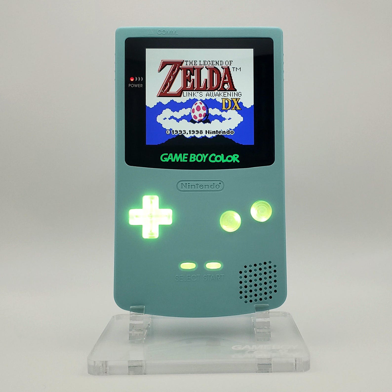Baby Green GBC W/ LED Buttons & Carrying Sleeve - Funnyplaying IPS ...