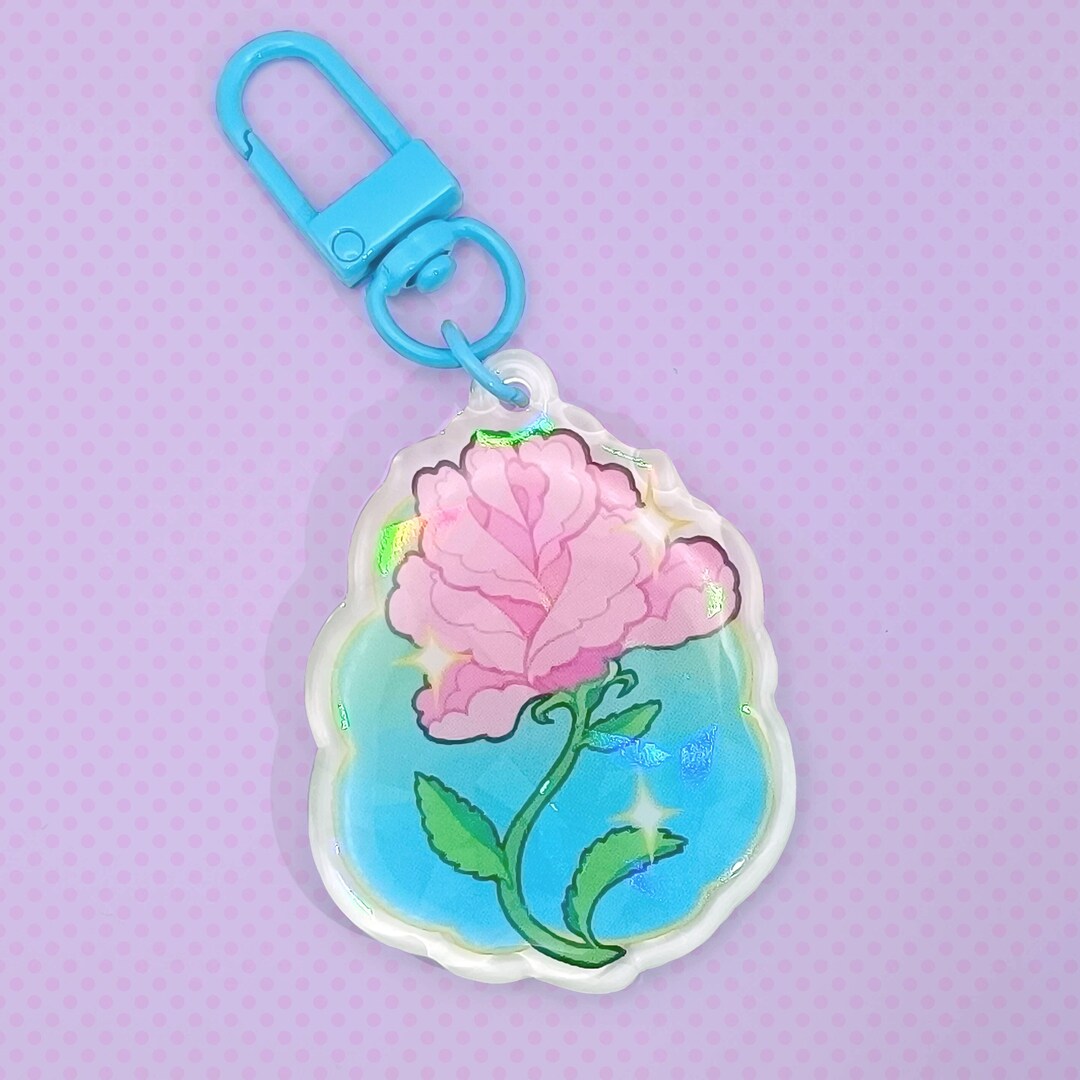 Holo Rose Charm 90s Shoujo Manga Anime Aesthetic keychain, Keyring ...